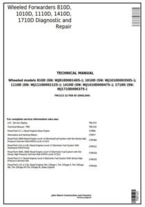 John Deere Timberjack 810d 1010d 1110d Wheeled Forwarder Service Manual ...